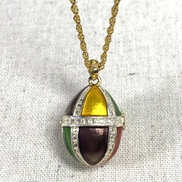 Vintage | Jewelry | Vintage Egg Locket Necklace Cloisonne Easter Enamel ...